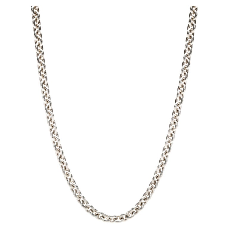 USA Large Cable Chain Necklace, 999 Sterling Silver, Solid For Sale at ...