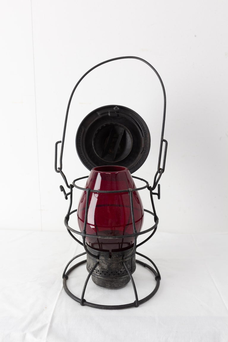 USA Sheet Iron Red Light Adlake Adams and Westlake Railway Lantern ...