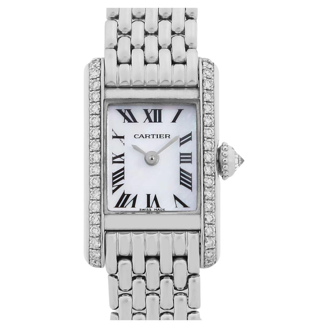Used Cartier Mini Tank Bezel Diamond WB2032U3 Ladies Watch - Elegant ...