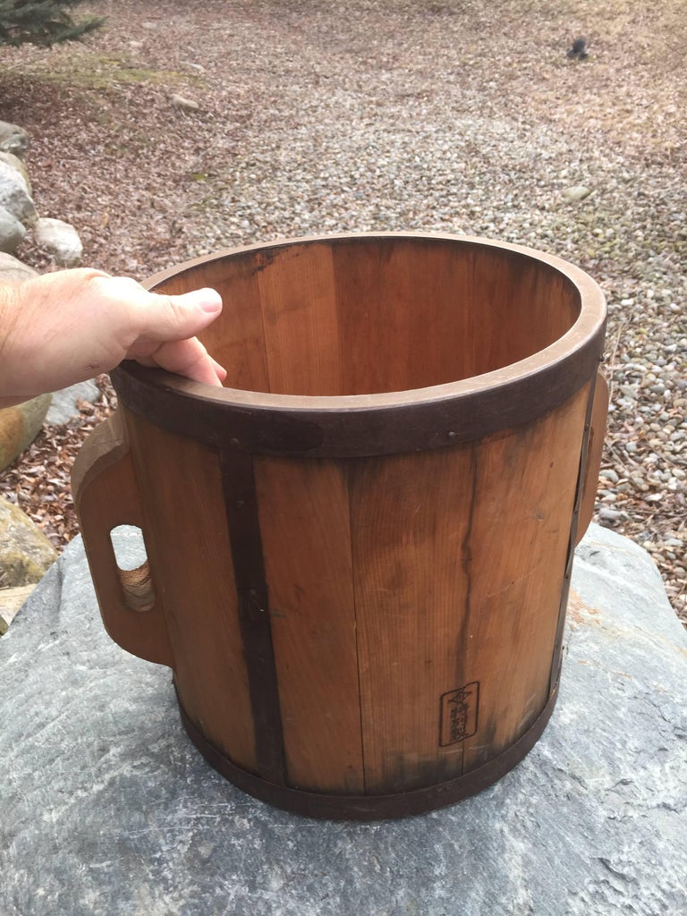 Japanese Antique Handmade Wooden Rice Planter Display Bucket , 1890 at ...