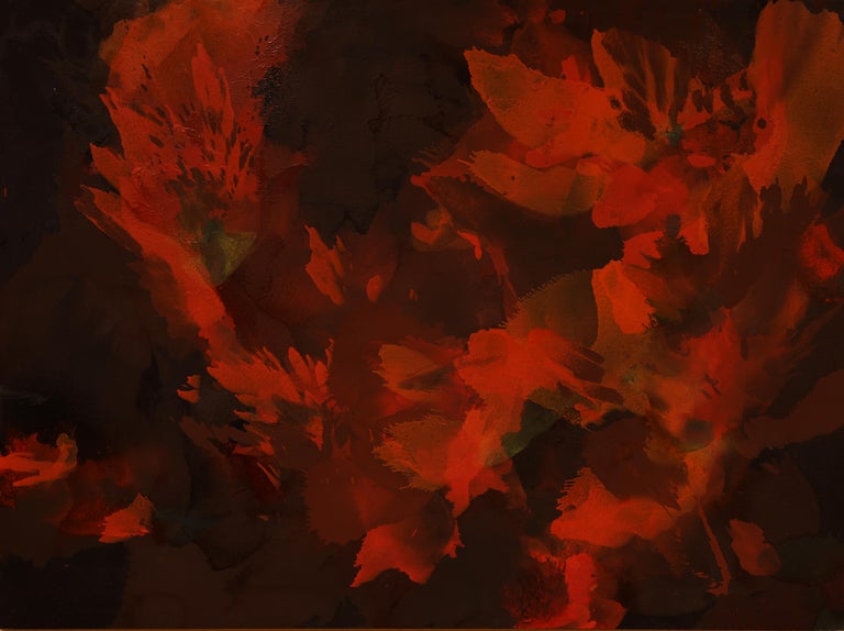 Usha Shukla - Sunrose 02, Abstract Oil Painting, 2019 For Sale at 1stDibs