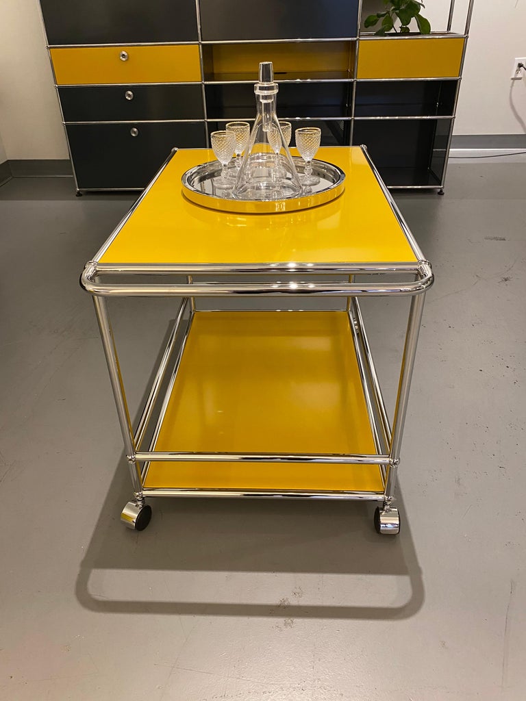 USM Golden Yellow Serving cart Designed by Fritz Haller and Paul ...