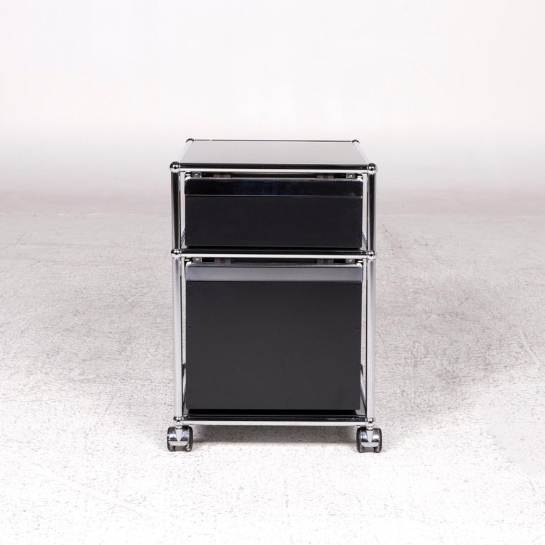USM Haller Chrome Roll Container Black Sideboard Office For Sale at 1stdibs