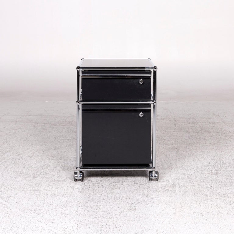 USM Haller Chrome Roll Container Black Sideboard Office For Sale at 1stdibs