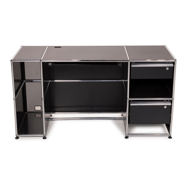 USM Haller Metal Desk Black 2x Drawer at 1stDibs