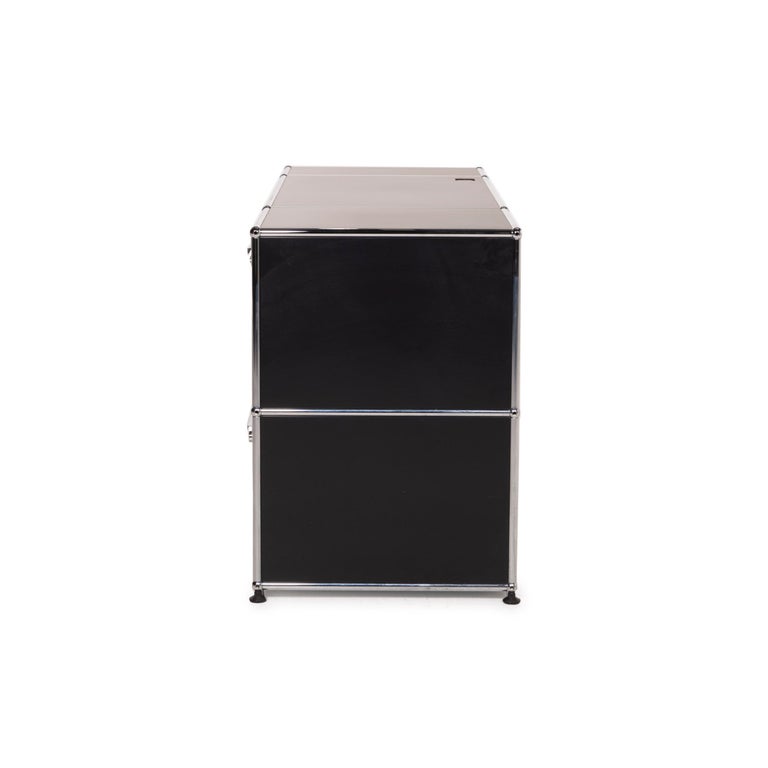 USM Haller Metal Desk Black 2x Drawer at 1stDibs
