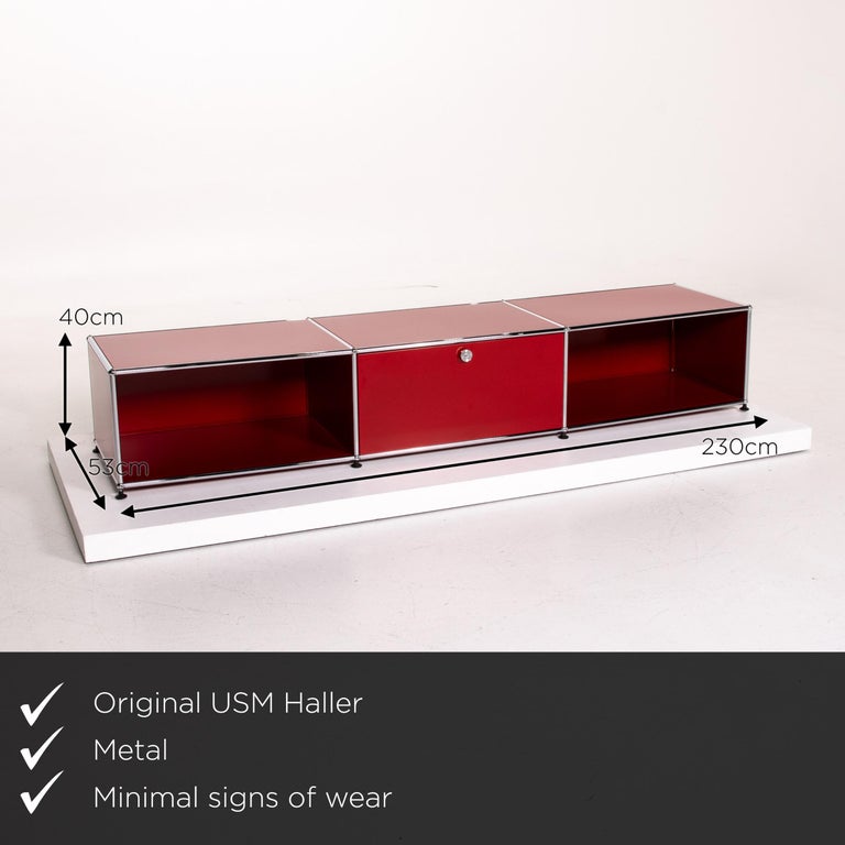 USM Haller Metal Lowboard Red Sideboard TV Board Office Furniture For ...