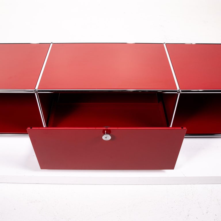 USM Haller Metal Lowboard Red Sideboard TV Board Office Furniture For ...
