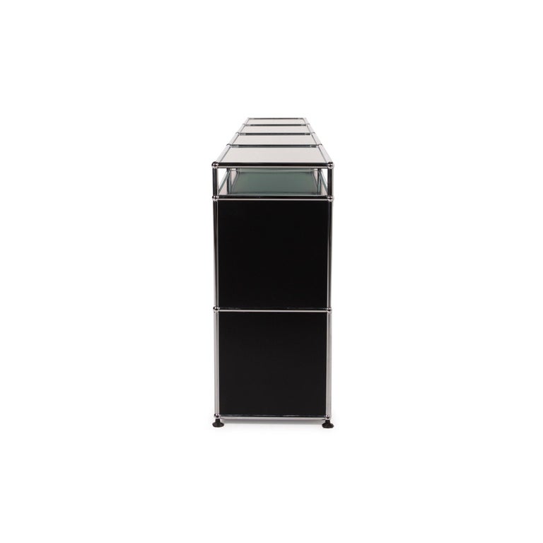 USM Haller Metal Sideboard Black Highboard Glass Shelf Compartments ...