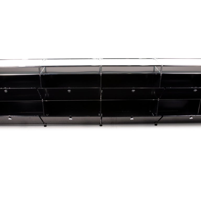 USM Haller Metal Sideboard Black Highboard Glass Shelf Compartments ...
