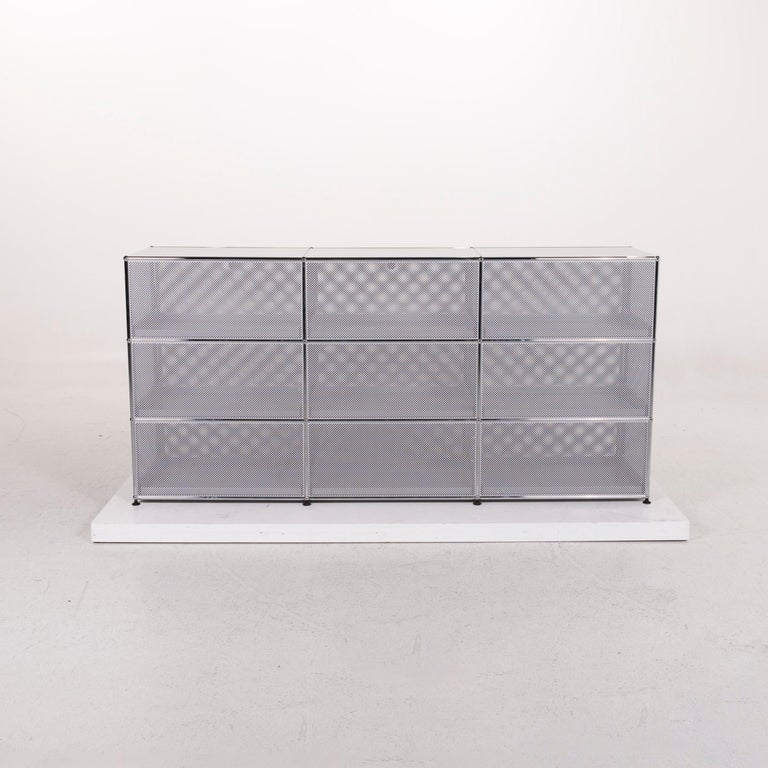 USM Haller Metal Sideboard Gray Silver Office For Sale at 1stDibs
