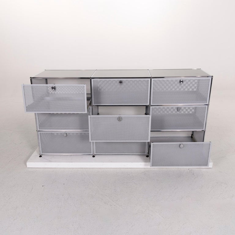 USM Haller Metal Sideboard Gray Silver Office For Sale at 1stDibs