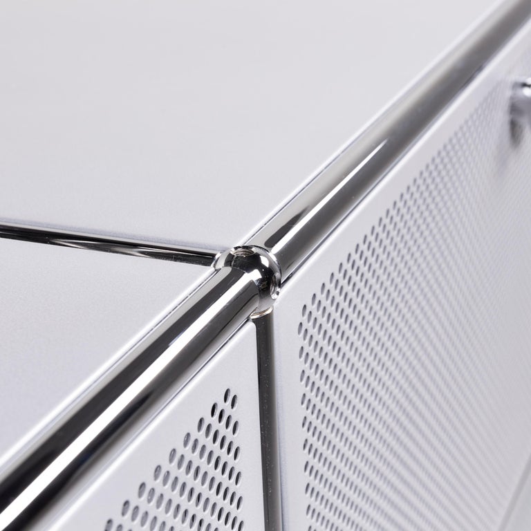 USM Haller Metal Sideboard Gray Silver Office For Sale at 1stDibs