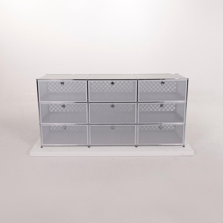 USM Haller Metal Sideboard Gray Silver Office For Sale at 1stDibs
