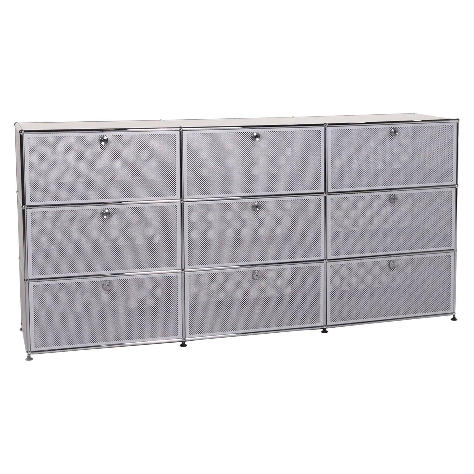 USM Haller Metal Sideboard Gray Silver Office For Sale at 1stDibs