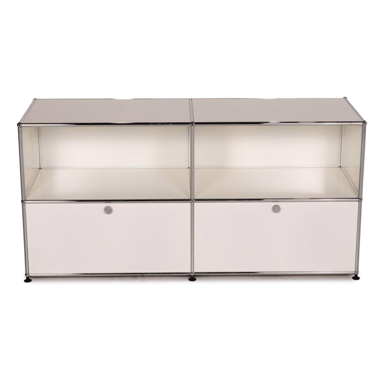 USM Haller Metal Sideboard White 2x2 Drawers, Shelves, Office Furniture ...