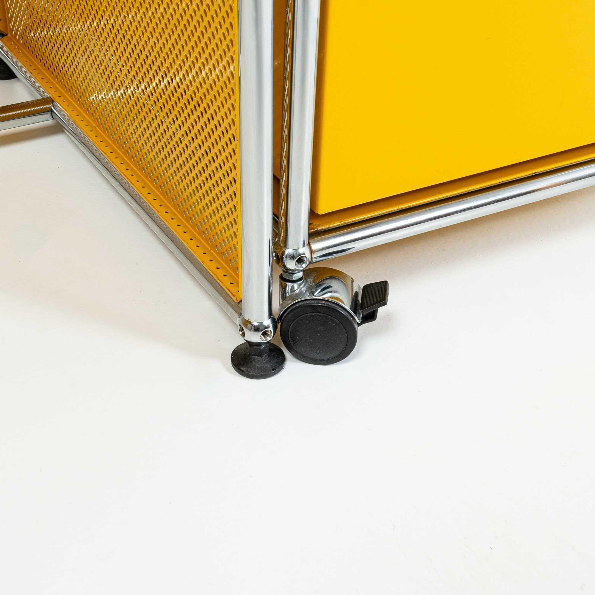 USM Modular System Desk and Rolling Cabinet in Golden Yellow at 1stDibs