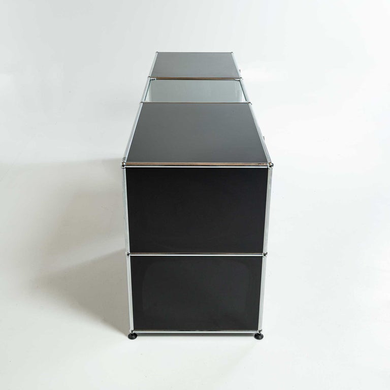 USM Haller Modular System Three Column Credenza/Cabinet in Graphite ...