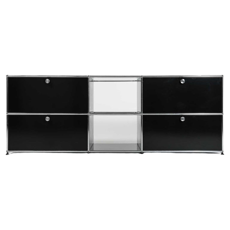 USM Haller Modular System Three Column Credenza/Cabinet in Graphite ...