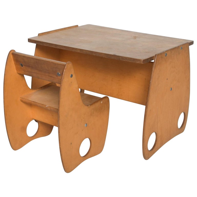 USSR Child School Desk Set Table and Chair by Hans Mitzlaff and ...