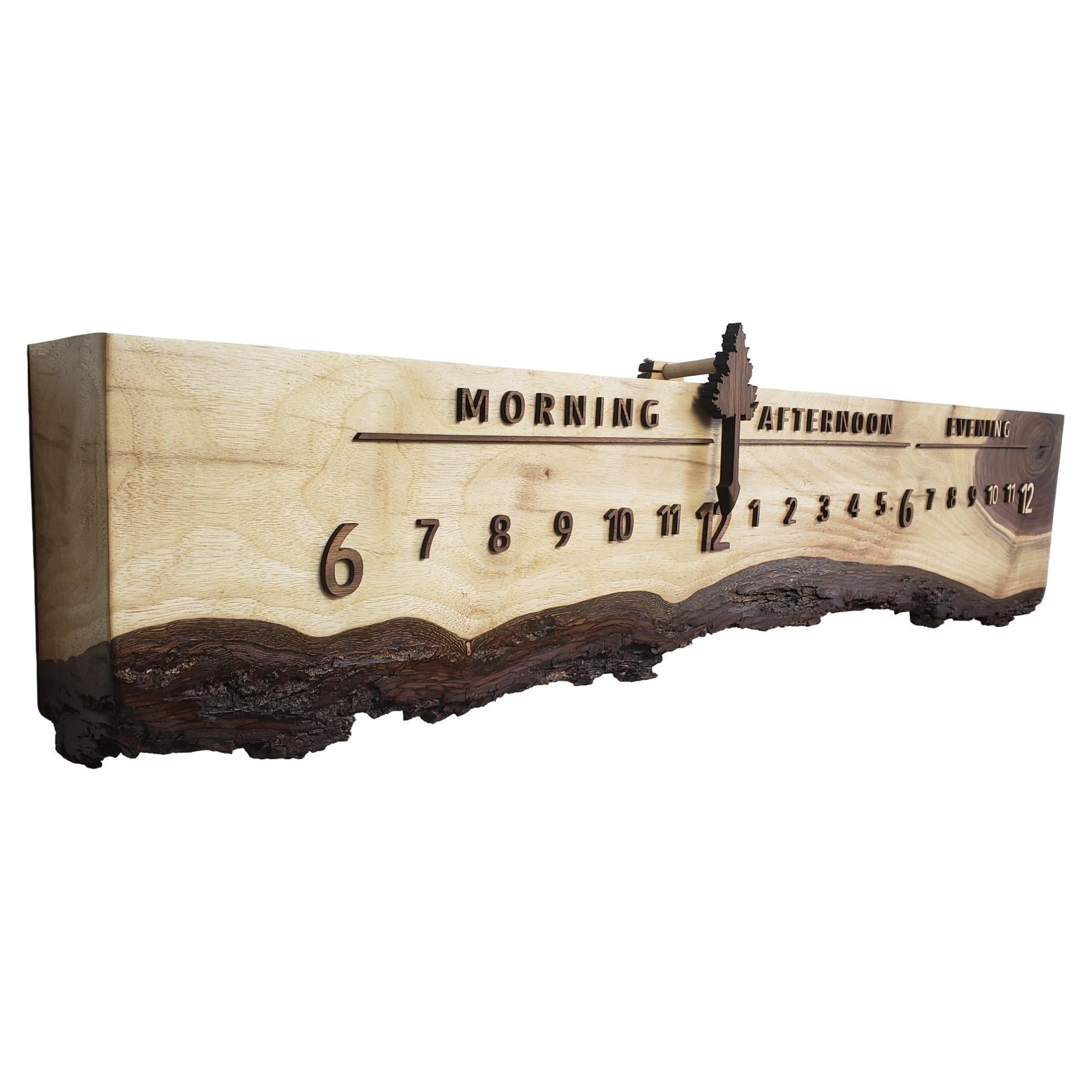 Pollux: 3-foot Walnut and Maple Linear Clock For Sale at 1stDibs
