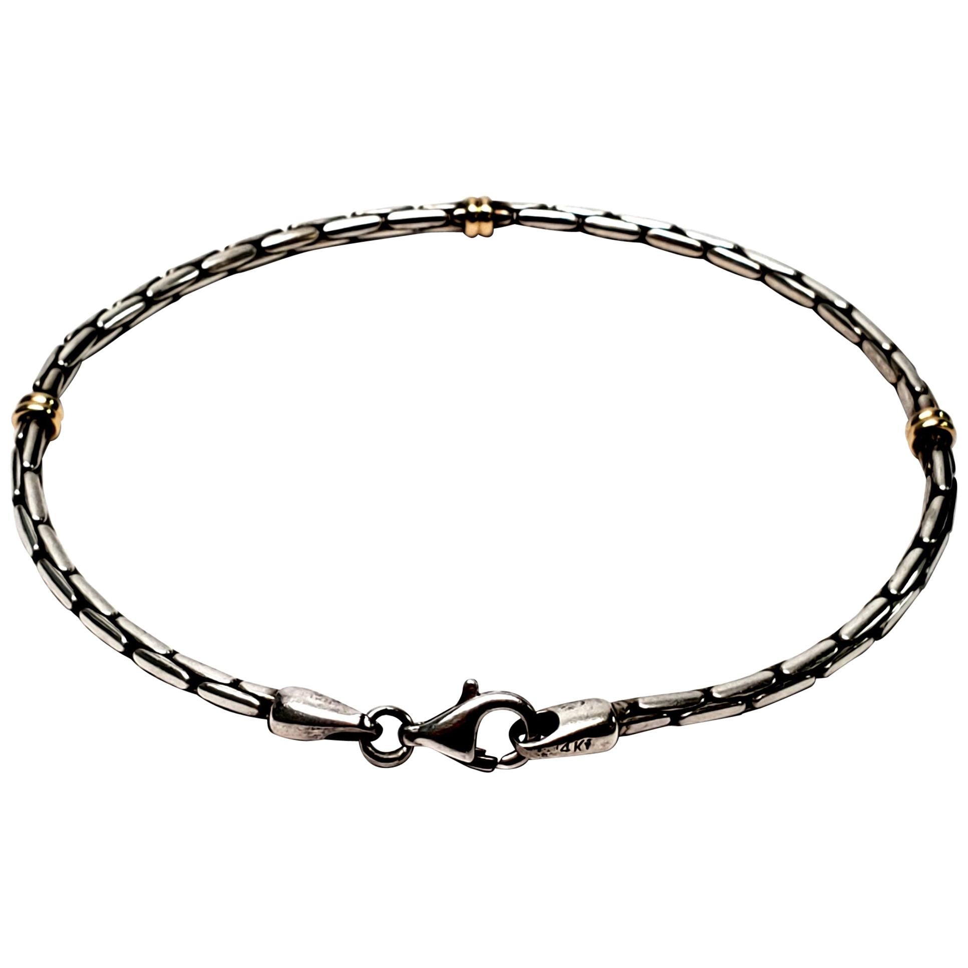 UTC Italy Sterling Silver 14 Karat Round Box Chain Bracelet at 1stDibs