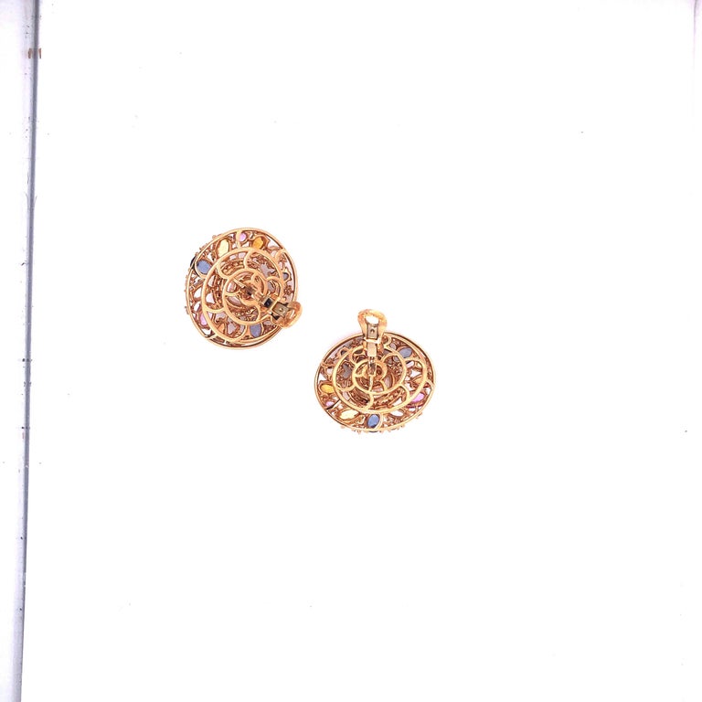Utopia Rose Gold Pearl Sapphire and Diamond Earrings at 1stDibs