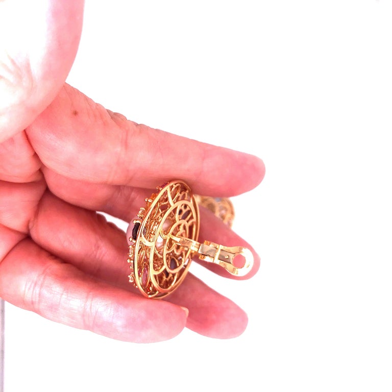 Utopia Rose Gold Pearl Sapphire and Diamond Earrings at 1stDibs