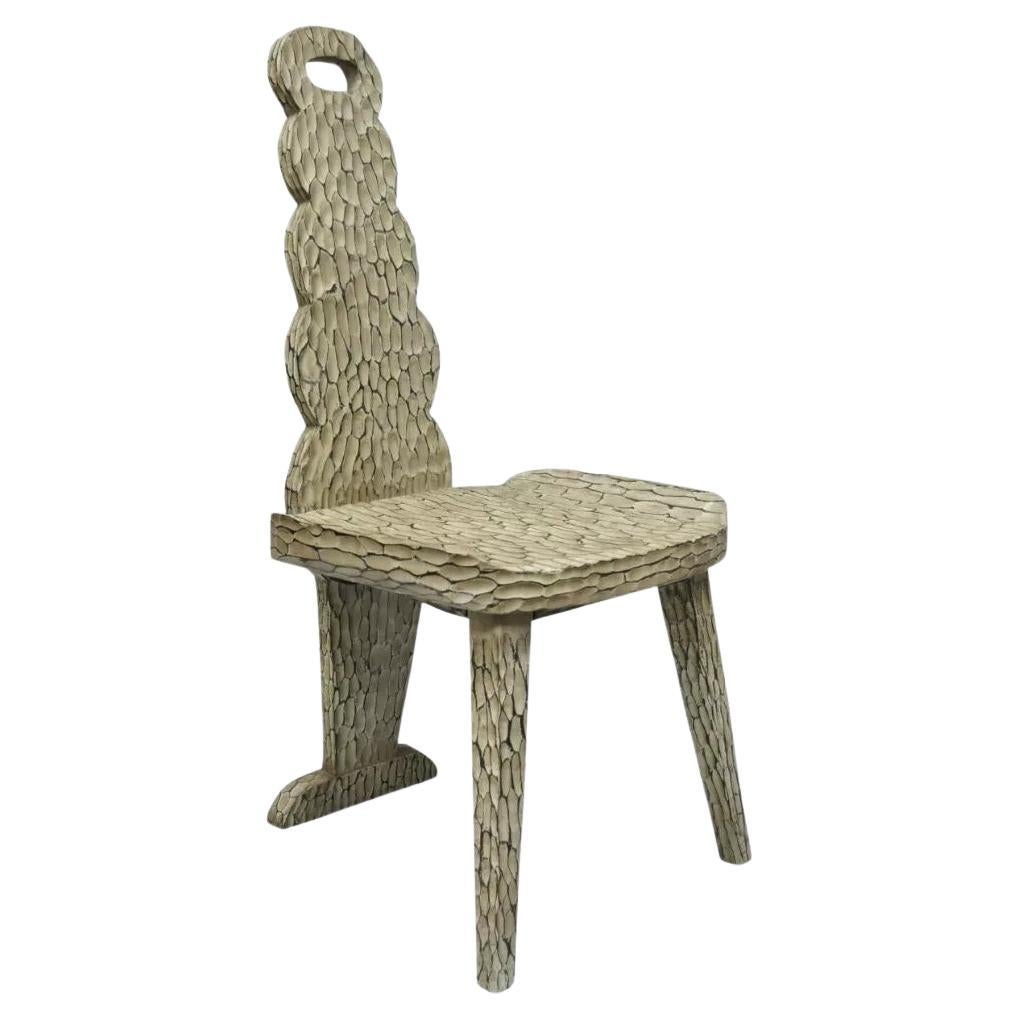 Antique Small Ladder Back Green Primitive Rustic Chair with Deer Hide ...