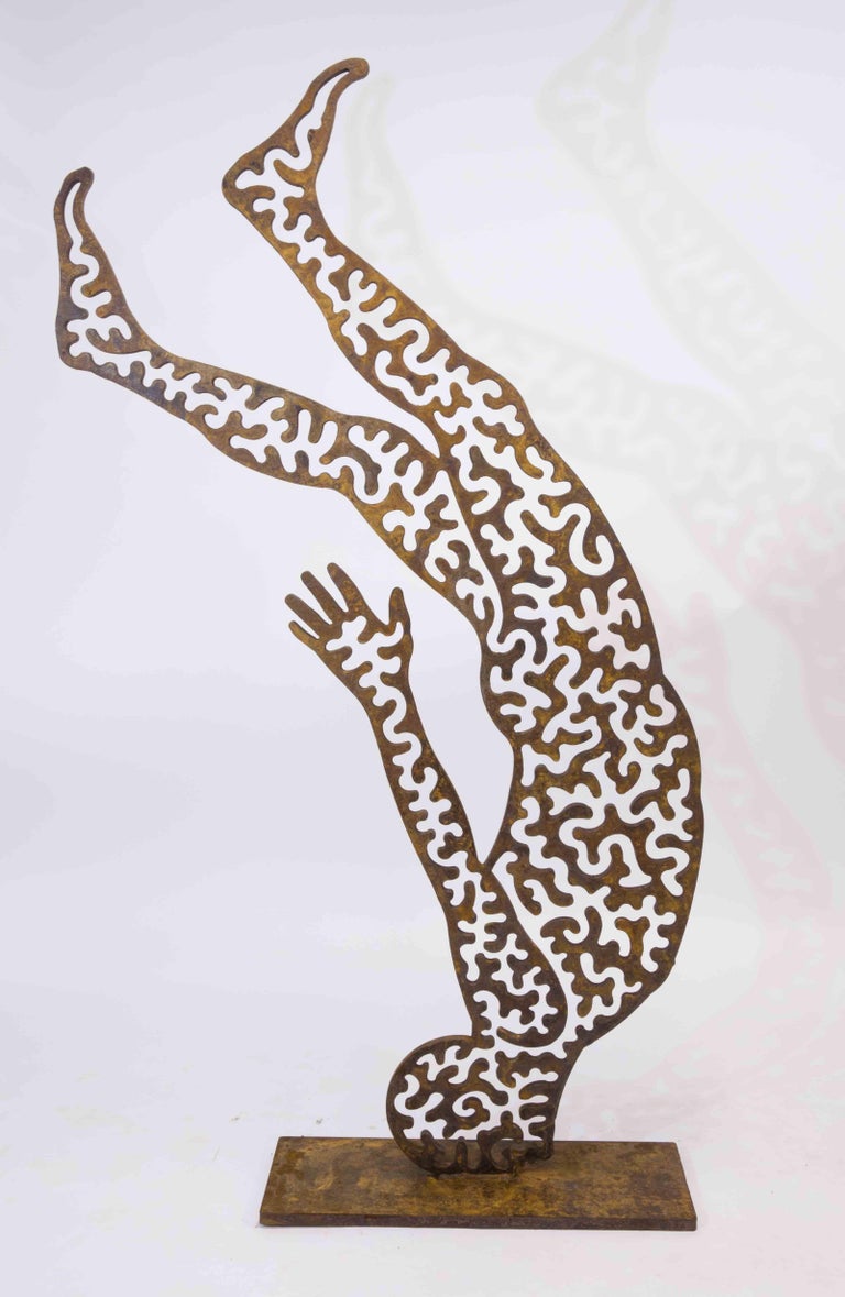 Uwe Pfaff - Large Limited Edition Rusted Mild Steel Sculpture "Falling ...