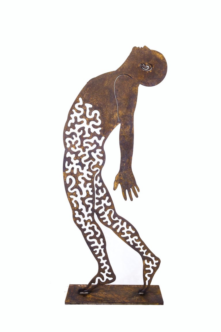 Uwe Pfaff - Large Limited Edition Rusted Mild Steel Sculpture "Wise Man ...