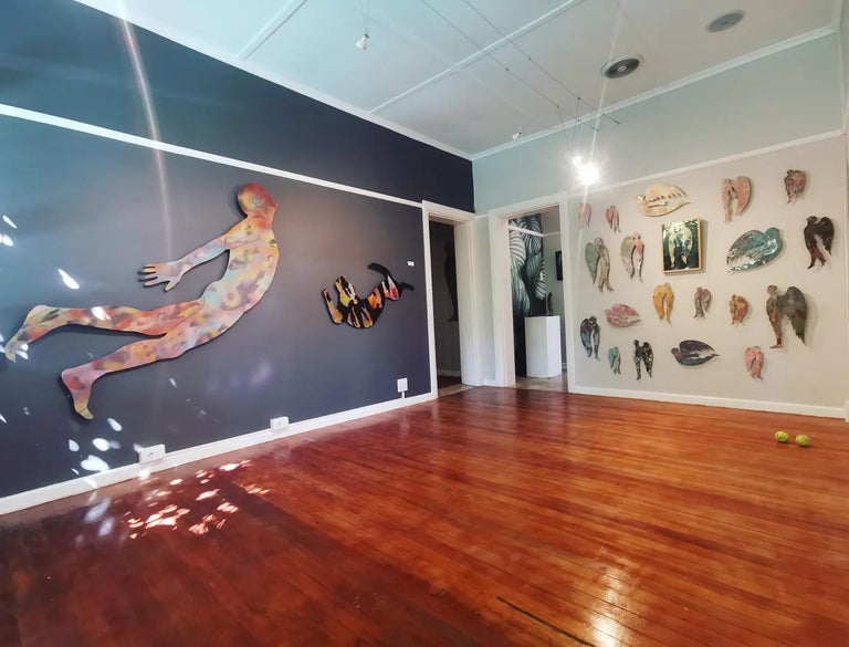 Uwe Pfaff - Unique Lifesize Wall Mounted Steel Sculpture "Floating ...