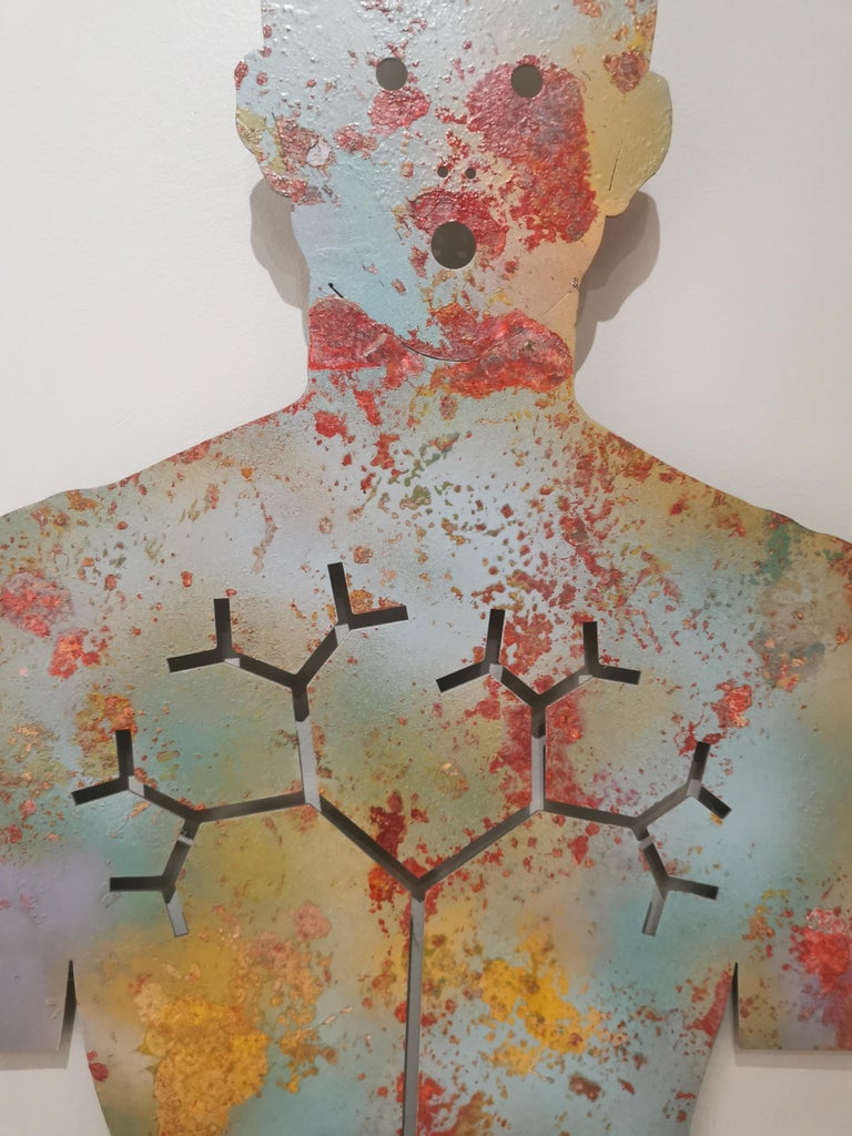 Uwe Pfaff - Unique Wall Mounted Painted Steel Sculpture "Gene 2" at 1stDibs