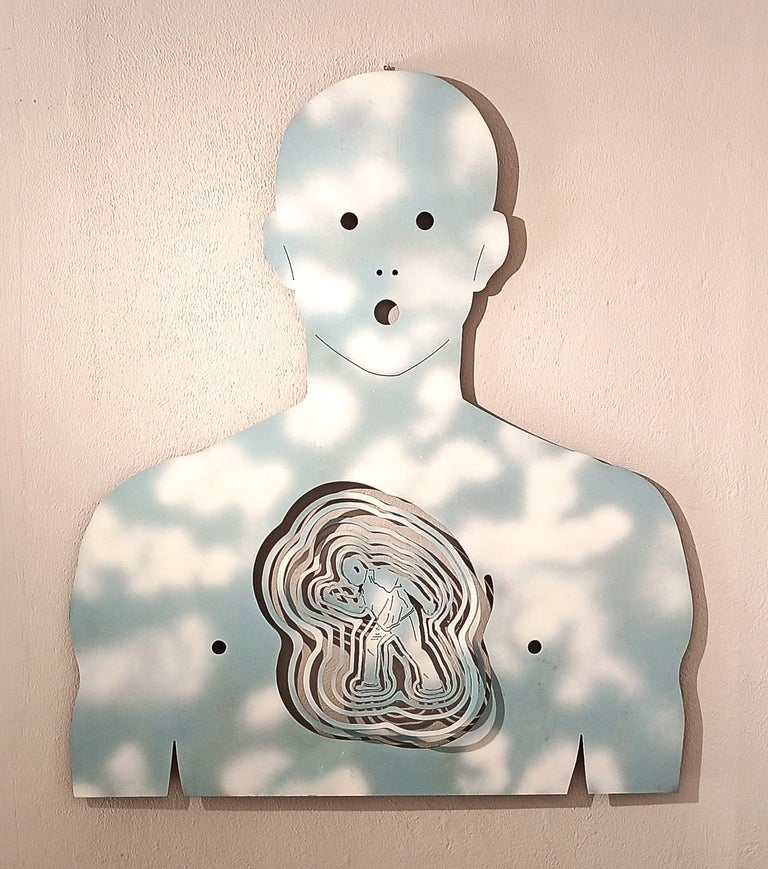 Uwe Pfaff - Unique Wall Mounted Painted Steel Sculpture "Spiralling Out ...