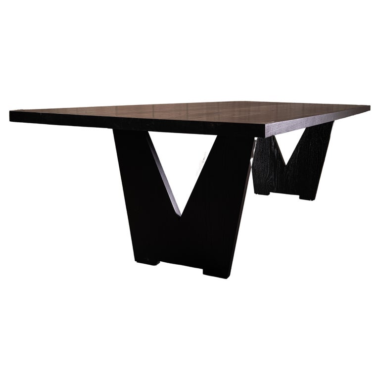 V Black Oak Dining Table For Sale at 1stDibs