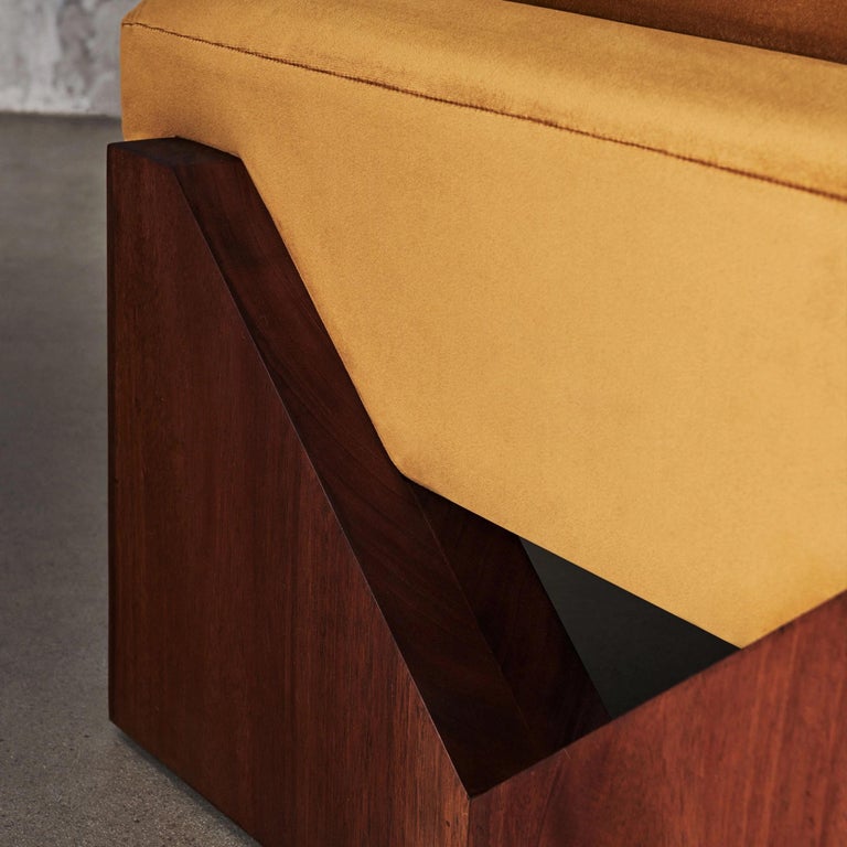 "V" Day Bed Yellow Velvet and Beechwwod base For Sale at 1stDibs