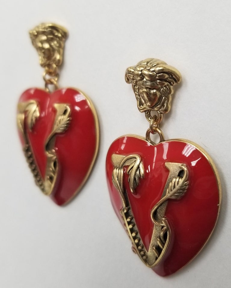 V-Mine Versace Valentine Red Heart Earrings at 1stDibs | versace heart ...