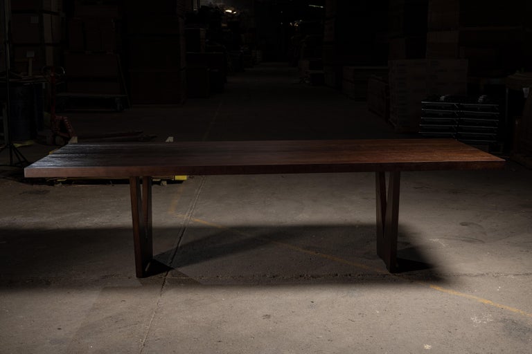 V Walnut Finish Dining Table For Sale at 1stDibs