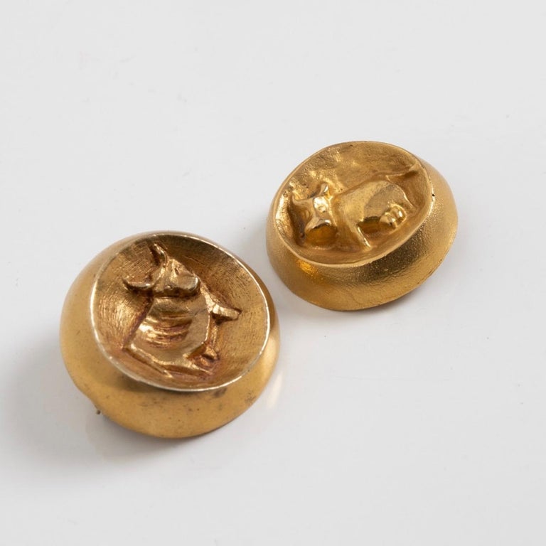 Vache Grasse, Vache Maigre by Line Vautrin, Pair of Gilt Bronze ...