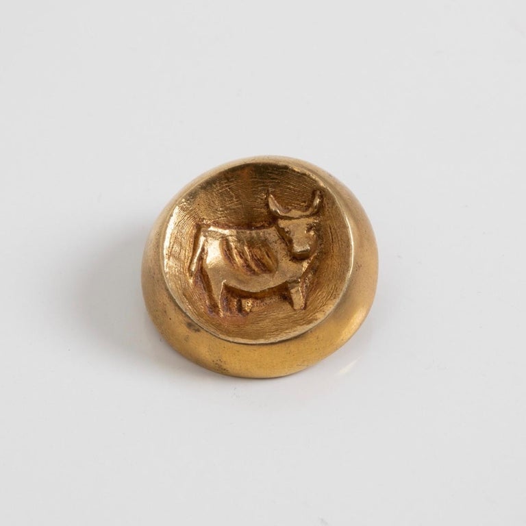 Vache Grasse, Vache Maigre by Line Vautrin, Pair of Gilt Bronze ...