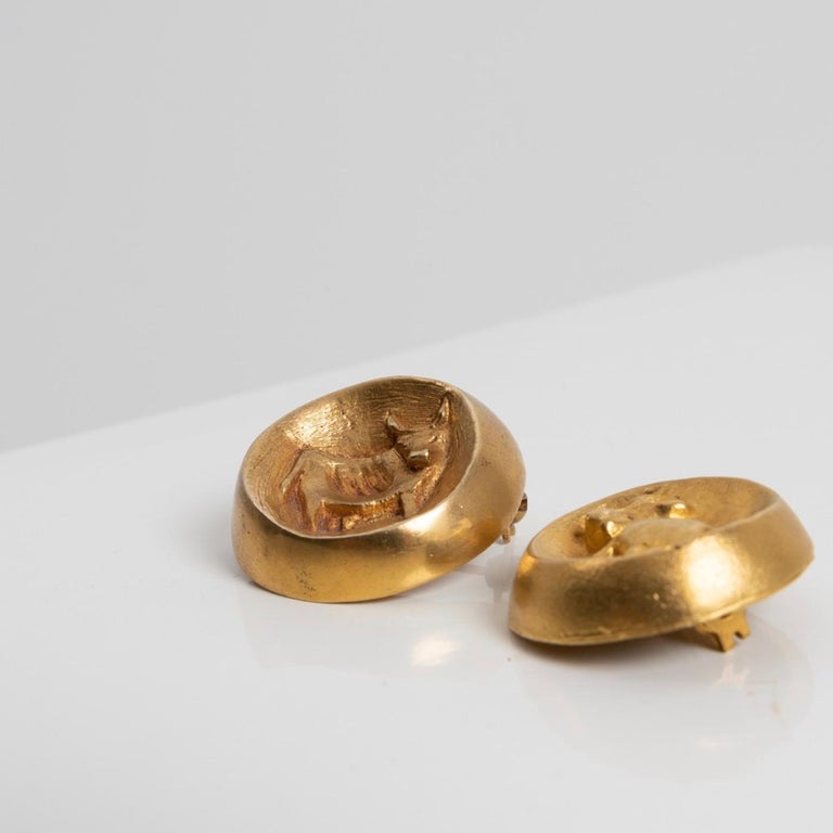 Vache Grasse, Vache Maigre by Line Vautrin, Pair of Gilt Bronze ...