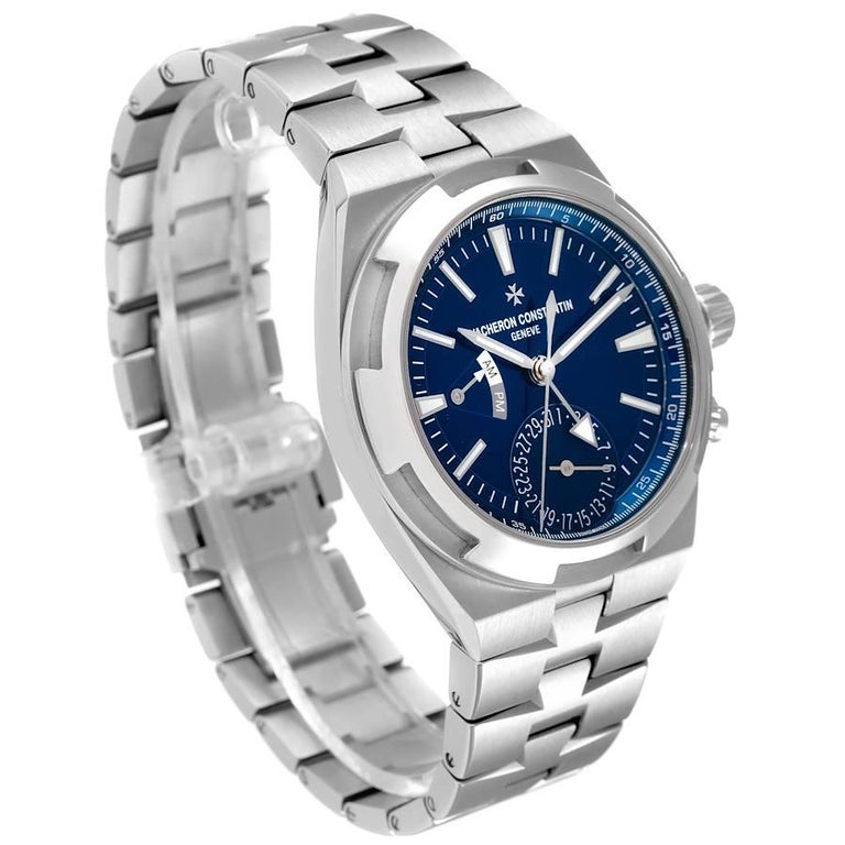 Vacheron Constantin Overseas Dual Time Montre en acier à cadran bleu ...