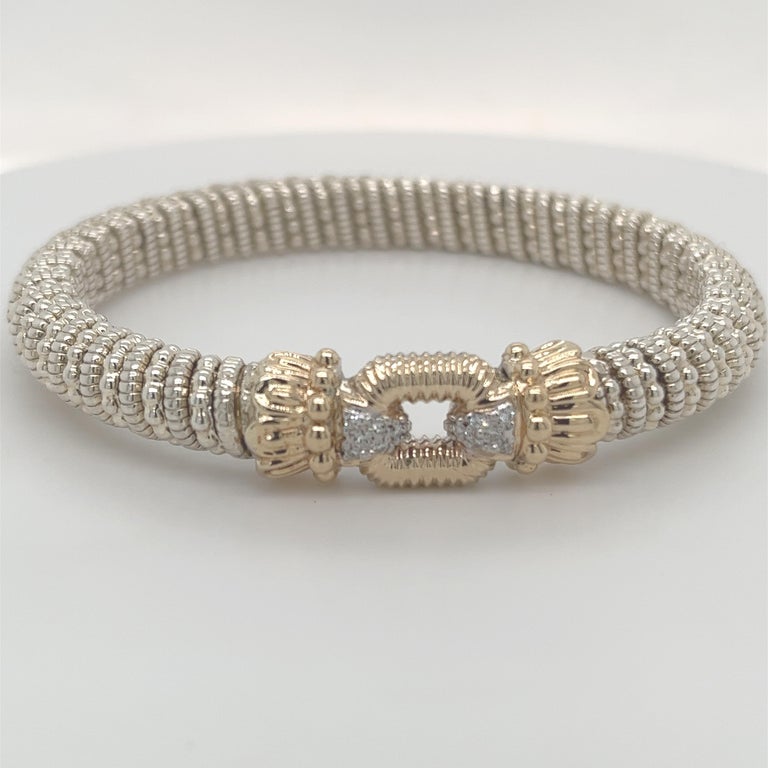Vahan Hidden Clasp Bangle with Diamonds in 14K Yellow Gold and Silver ...