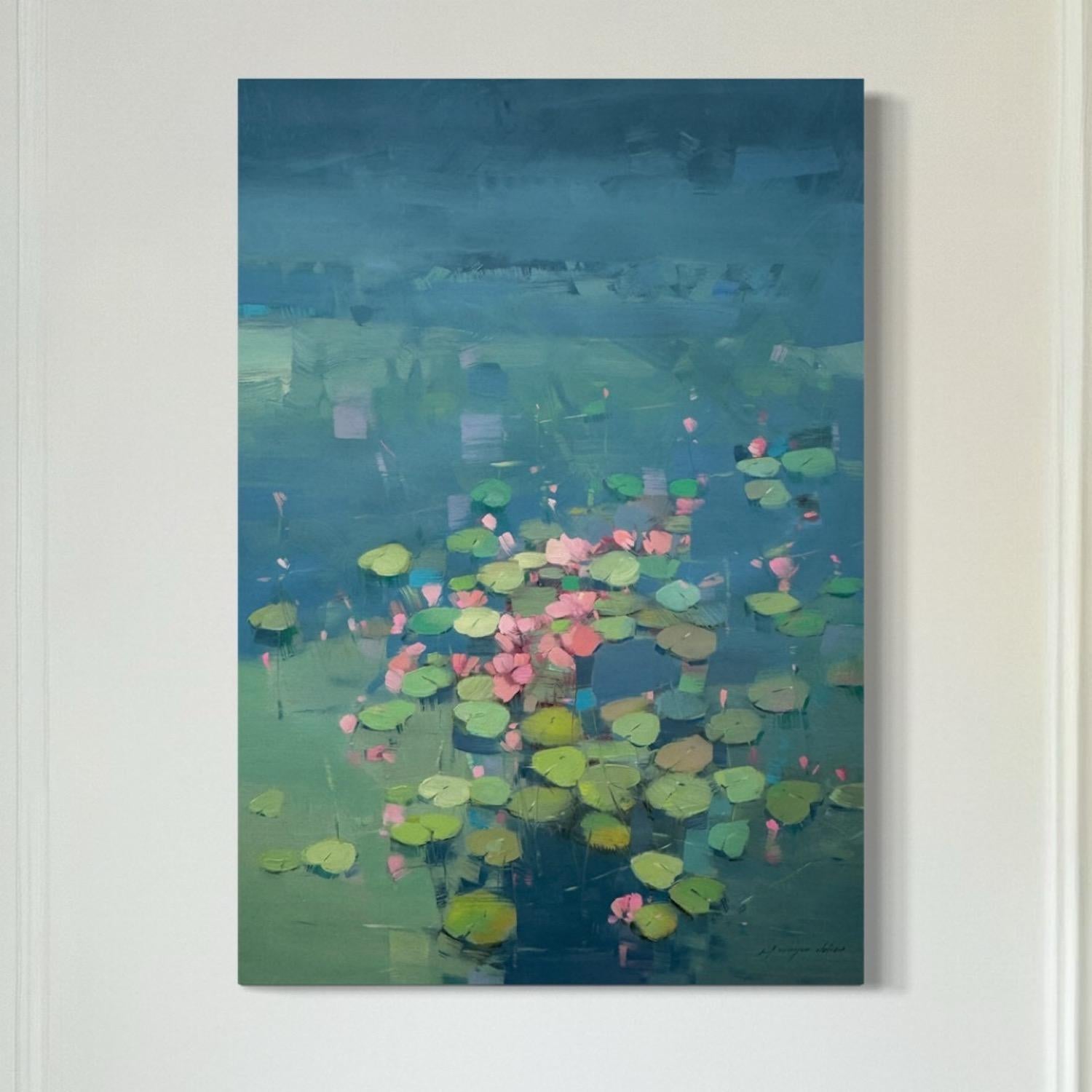 Vahe Yeremyan - Lilies in Indigo Impressionism Original oil Painting ...