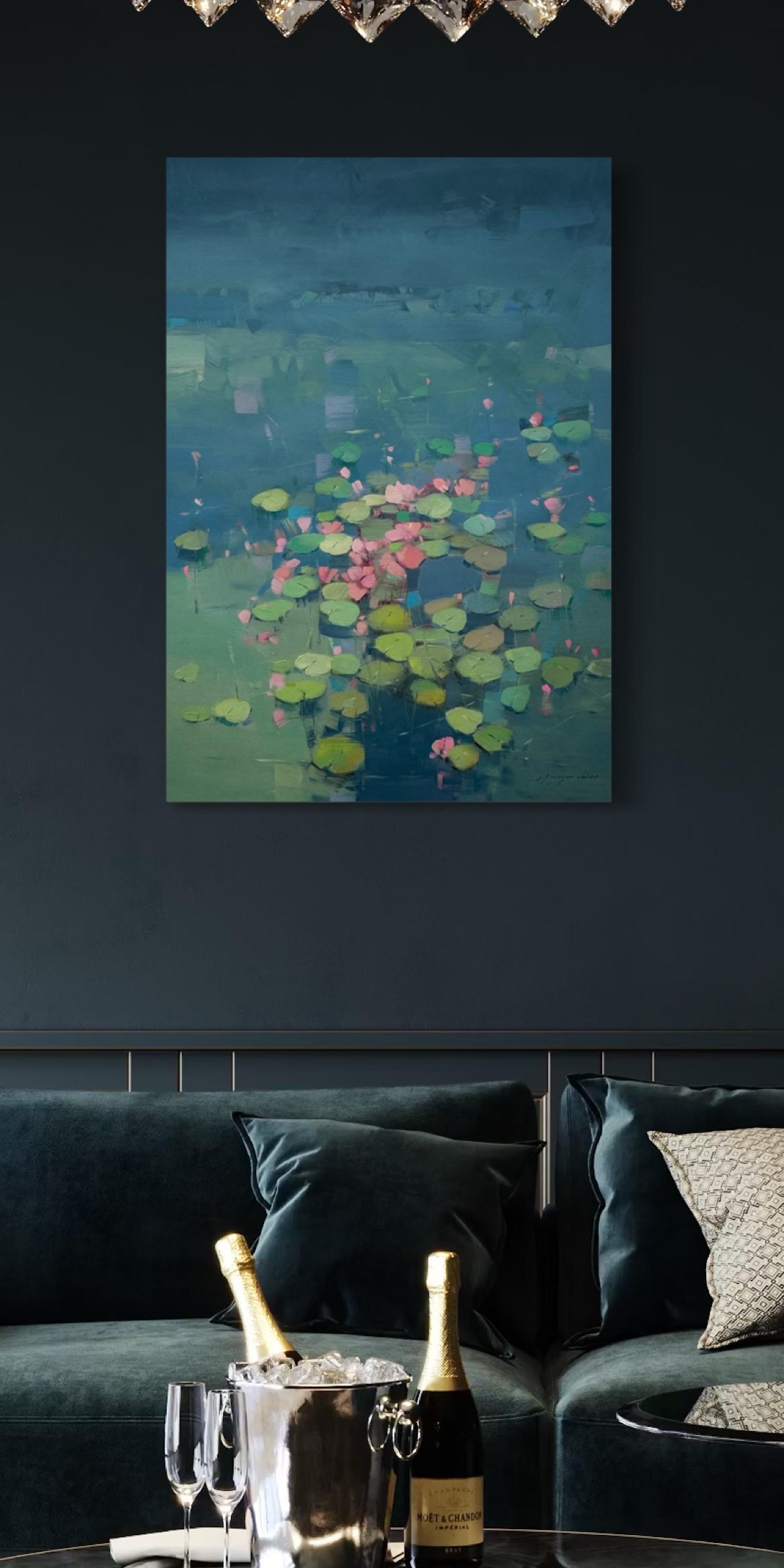 Vahe Yeremyan - Lilies in Indigo Impressionism Original oil Painting ...