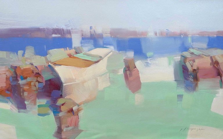 Vahe Yeremyan - Rowing Boat, Original oil Painting, Ready to Hang For ...