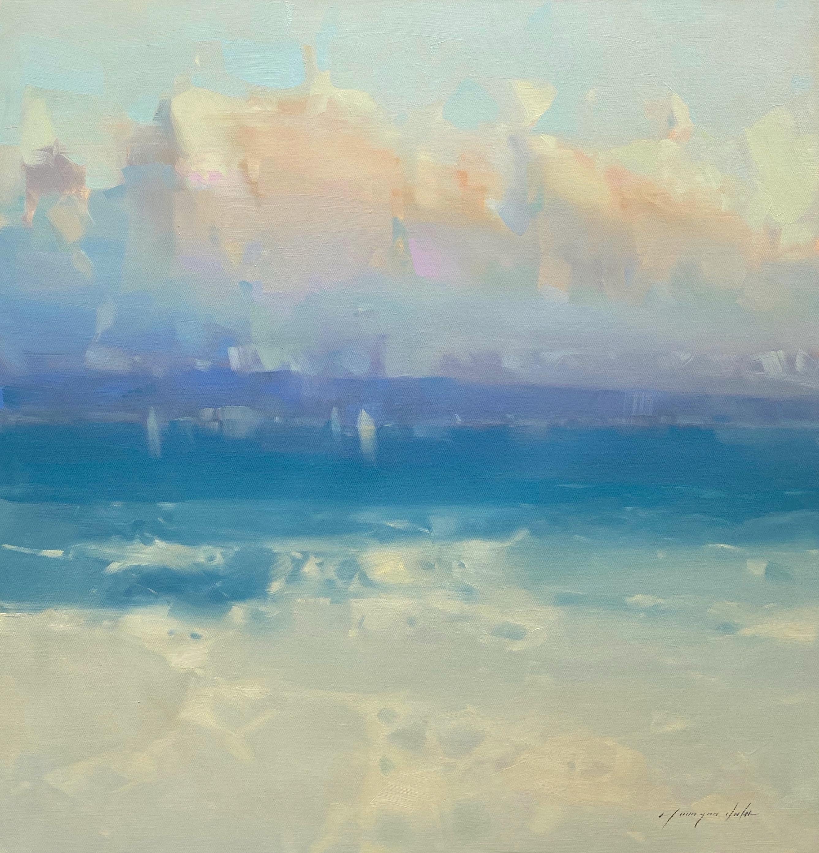 Vahe Yeremyan - Turquoise Cliffs, Original oil Painting, Ready to Hang ...