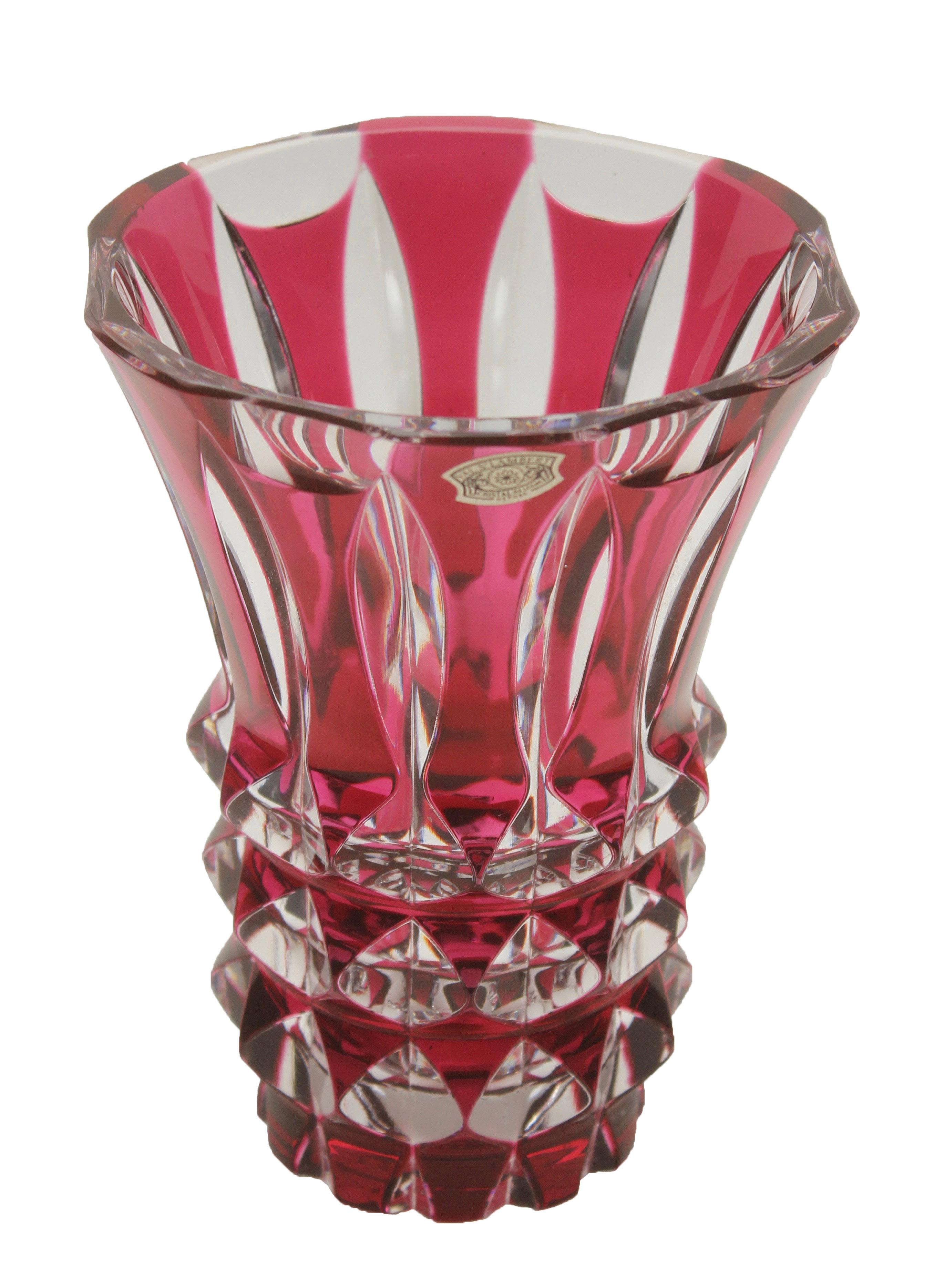 Val Saint Lambert Circular Crystal Vases, Handcut to Clear, Signed For ...