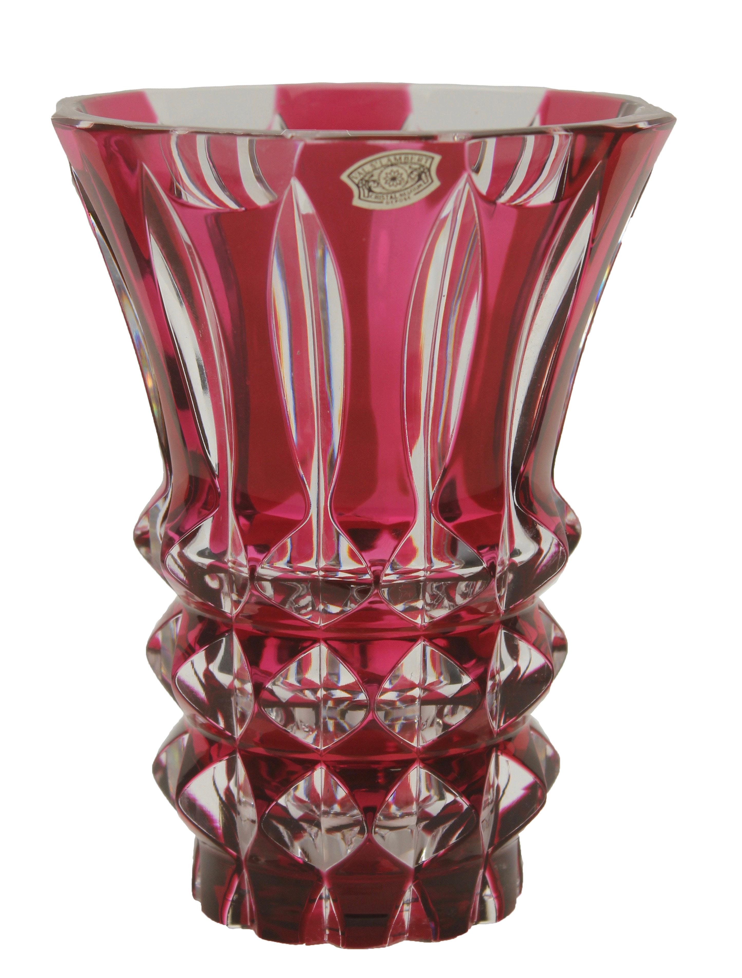 Val Saint Lambert Circular Crystal Vases, Handcut to Clear, Signed For ...