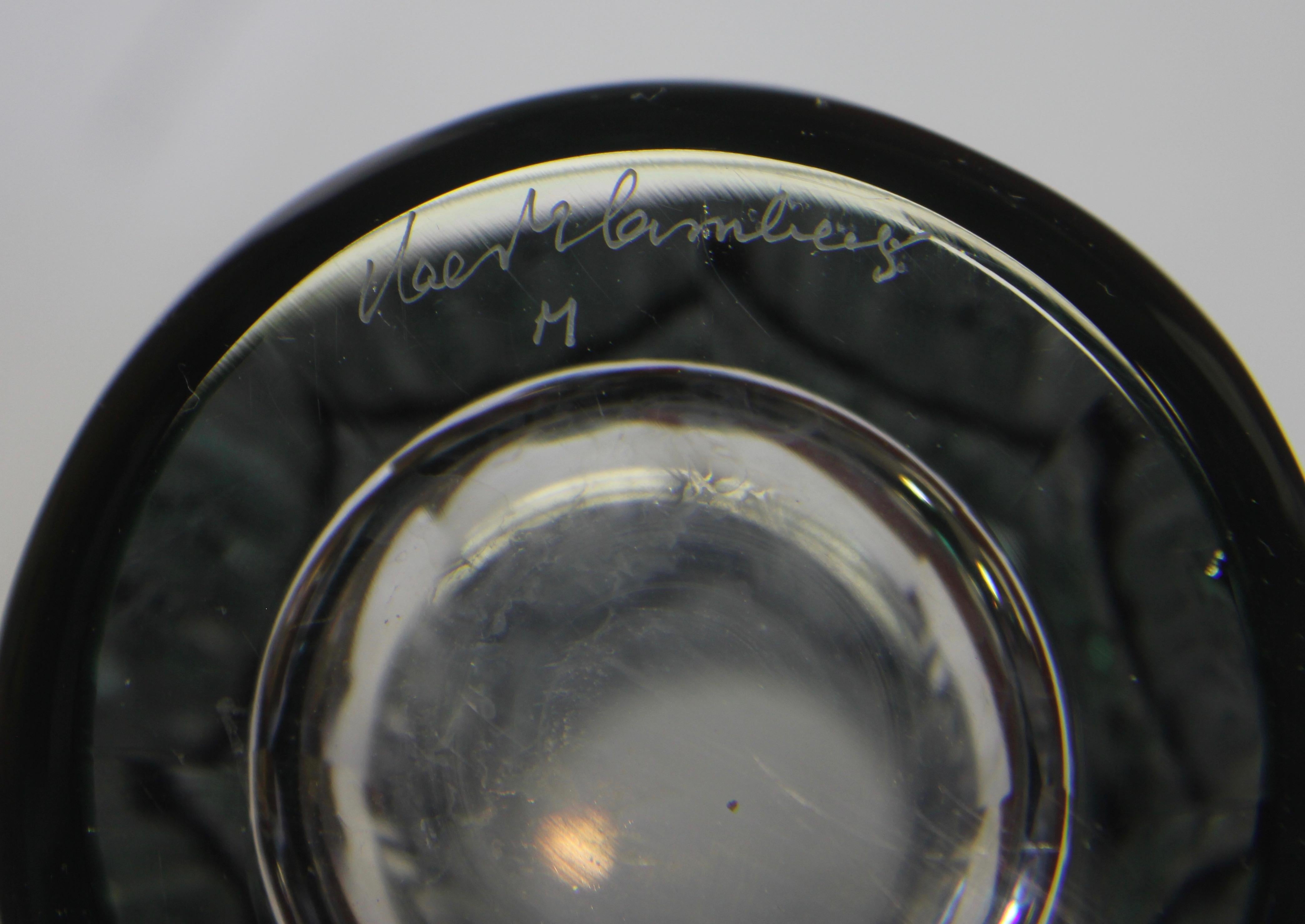 Val Saint Lambert Circular Crystal Vases, Handcut to Clear, Signed at ...